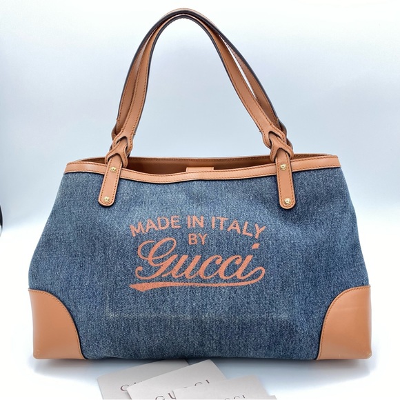 Gucci | Bags | Gucci Craft Denim Leather Tote Bag | Poshmark